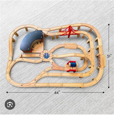 Melissa And Doug Wooden Railway Set Wooden Train Track Expansion Toy