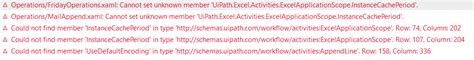 xaml cannot set unknown member uipath excel activities