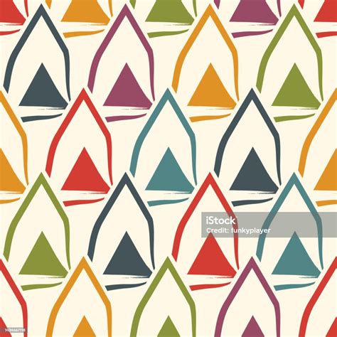 페인트 브러시 원활한 패턴 자유형 그런 지 디자인 배경 규모 삼각형 모티프 장식 트렌디 한 손으로 그린 기하학적 인쇄 가리비에 대한 스톡 벡터 아트 및 기타 이미지 Istock