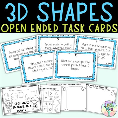 3d Shapes Task Cards Open Ended Math Question Task Cards And Workbook