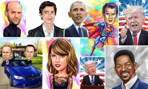 20 Caricaturas De Personajes Famosos Retratos Exagerados Con Un Toque