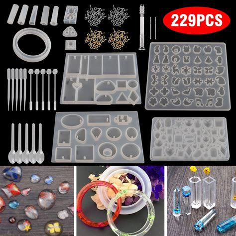 Eeekit 229 Pcs Silicone Resin Jewelry Molds Kit Silicone Jewelry