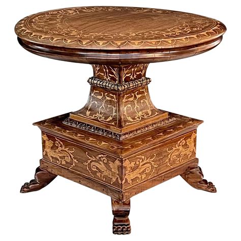 Neoclassical Style Italian Inlaid Drum Table For Sale At 1stdibs