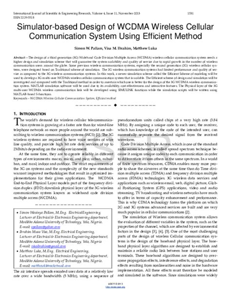 Pdf Simulator Based Design Of Wcdma Wireless Cellular Communication System Using Efficient Method