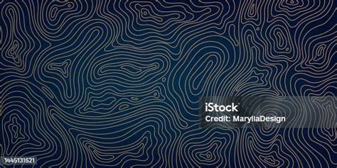 벡터 추상 지형도 윤곽 배경 선 패턴 그래픽 그림 조건부 지리 체계의 개념 및 지형 경로 황금색과 검은 색 유기 벽지입니다 지도에 대한 스톡 벡터 아트 및 기타 이미지