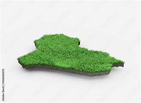 Iraq Map Soil Land Geology Cross Section Green Grass And Rock Ground