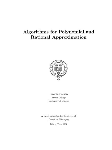 Algorithms For Polynomial And Rational Approximation Pdf