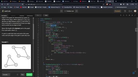 Shortest Cycle In Graph Leetcode 2608 Hard Youtube