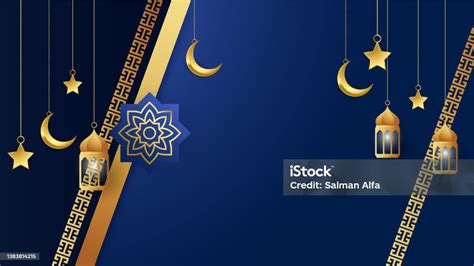 황금 등불 아랍어 어두운 파란색 이슬람 디자인 배경 랜턴 달 이슬람 패턴 모스크 및 추상적인 고급 이슬람 요소와 유니버설 라마단 카림 배너 배경 0명에 대한 스톡 벡터 아트