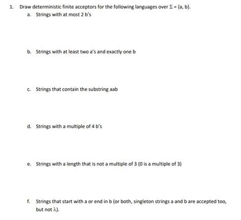 Solved Draw Deterministic Finite Acceptors For The Following