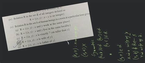 iv relation mathrm{r} in the set mathbf{z} of all integers defined as