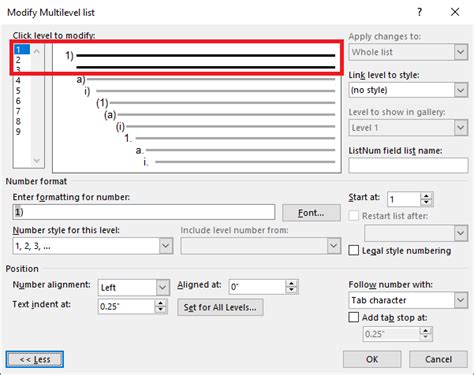 Create A New Multilevel List Axes