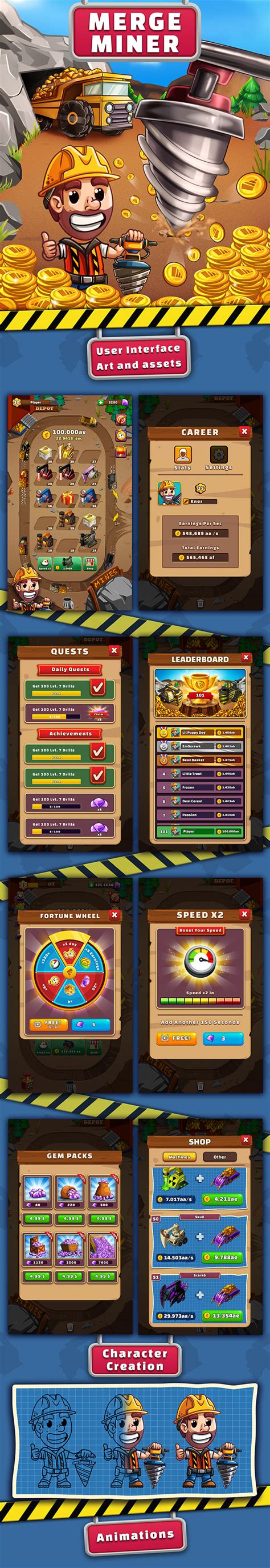 Merge Miner Gui And 2d Animation For Mobile Game On Behance