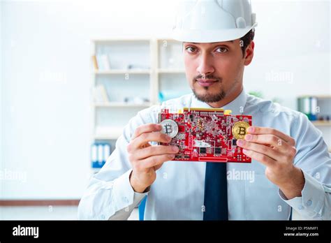 Man In Bitcoin Mining Business Concept Stock Photo Alamy