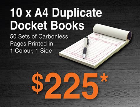 10 X A4 Duplicate Docket Books