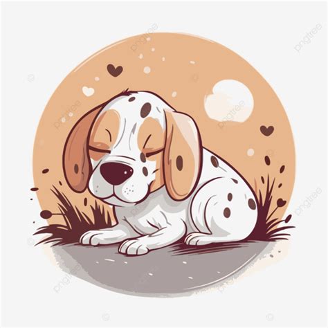 كلب نائم المتجه كرتون كلب بيجل نائم على الأرض ملصق قصاصة فنية Png