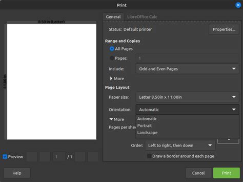 printing how to print in landscape mode with open office calc super