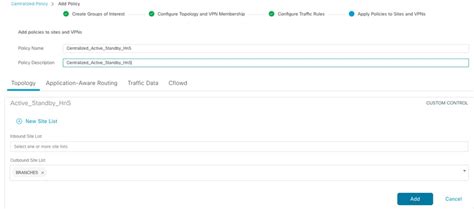 Sd Wan에서 액티브 스탠바이 허브 및 스포크 토폴로지 구성 Cisco