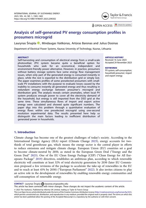PDF Analysis Of Self Generated PV Energy Consumption Profiles In Prosumers Microgrid