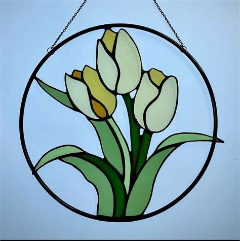 Tulip Flowers Pattern Stained Glass Pdf Digital File Etsy