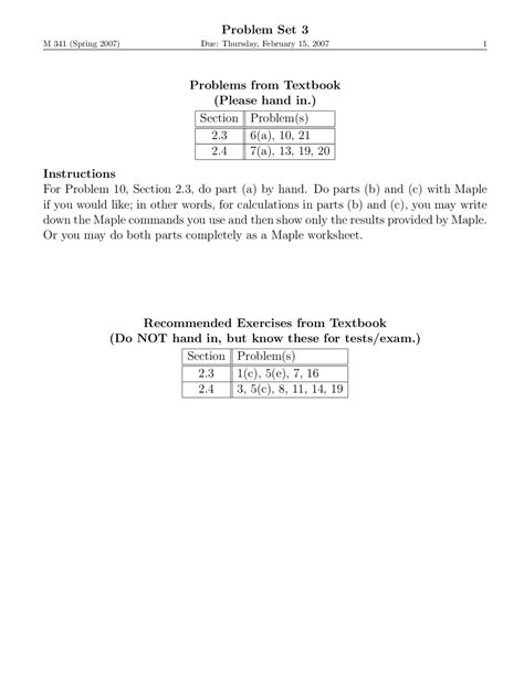 Problem Set 3 Linear Algebra And Matrix Theory M 341 Docsity