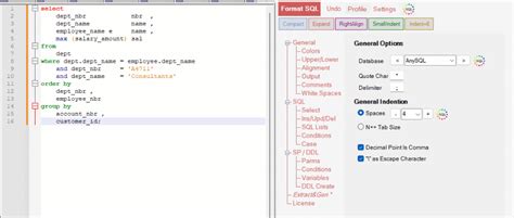 Free Sql Formatter Options Extract Generate Source Code