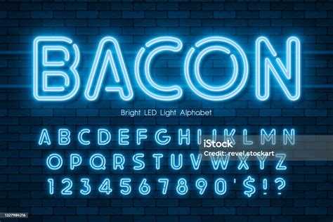 Led 라이트 3d 알파벳 네온 엑스트라 빛나는 현대 타입 Led 조명에 대한 스톡 벡터 아트 및 기타 이미지 Led 조명 알파벳 0명 Istock