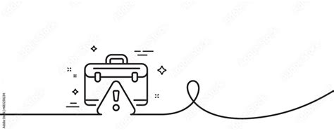 Warning Briefcase Line Icon Continuous One Line With Curl Attention Triangle Sign Caution