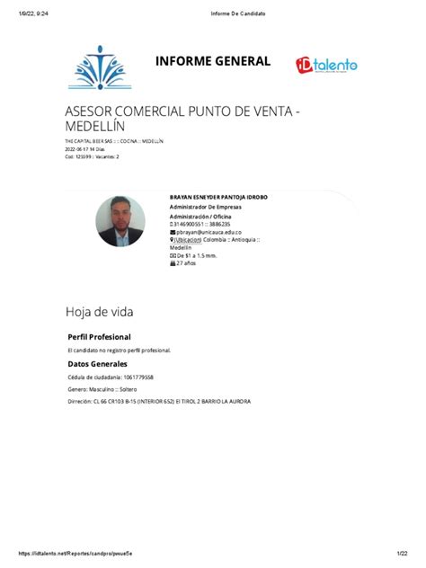 informe de candidato brayan pantoja pdf microsoft excel hoja de
