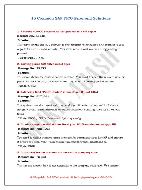 15 Common Sap Fico Error And Solutions Pdf