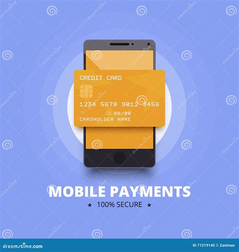 Mobile Payments Illustration With Smartphone And Credit Debit Card Stock Vector Illustration
