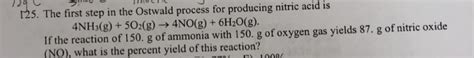 Solved The First Step In The Ostwald Process For Chegg