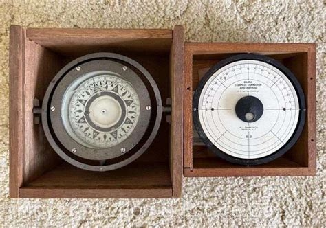Daiko Keiki Seisakusho Magnetic Marine Compass And Darra Compass Corrector In Wood Boxes