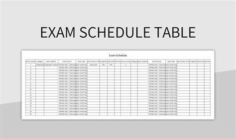 Free Exam Schedule Templates For Google Sheets And Microsoft Excel Slidesdocs