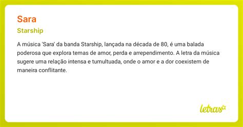 Significado da música SARA (Starship) - LETRAS.MUS.BR