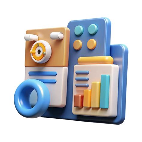 3d Online Marketing Financial Report Chart Data Analysis And Web Development Concept Premium