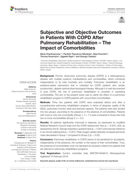 Pdf Subjective And Objective Outcomes In Patients With Copd After