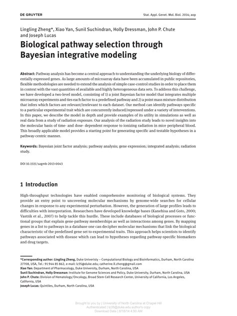 pdf biological pathway selection through bayesian integrative modeling