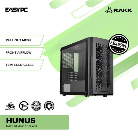 Easypc Rakk Hunus Gaming Pc Case Matx Black Shopee Philippines