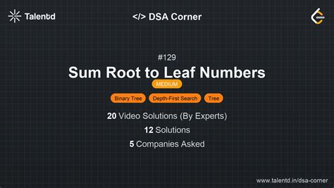 129 Sum Root To Leaf Numbers Medium Dsa Corner Talentd