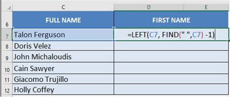 excel extract first name from full name myexcelonline