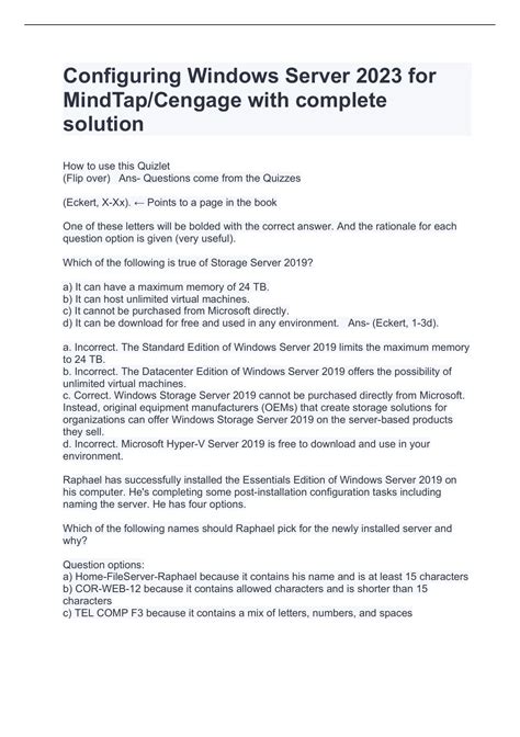 configuring windows server 2023 for mindtap cengage with complete