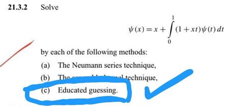 solved ψ x x ∫01 1 xt ψ t dt by each of the following