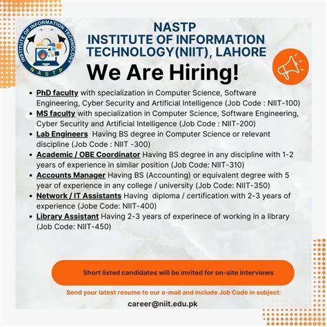 Nadir Munir On Linkedin Job Openings At Nastp Institute Of Information