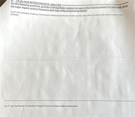Solved 5 70 Pts Total Retrosynthetic Analysis For The