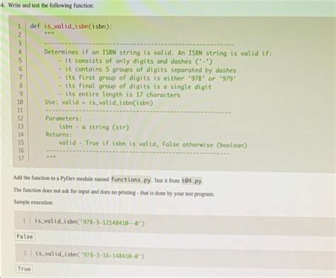 solved 4 write and test the following function 4 1 def