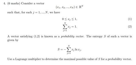 4 6 Marks Consider A Vector X1 X2 XN RN Such Chegg Com