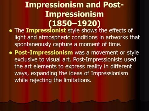 Ppt Impressionism And Post Impressionism 18501920 Powerpoint