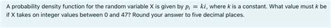 Solved A Probability Density Function For The Random Chegg