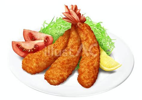 盛り付けたエビフライイラスト No 24109229｜無料イラスト・フリー素材なら「イラストac」